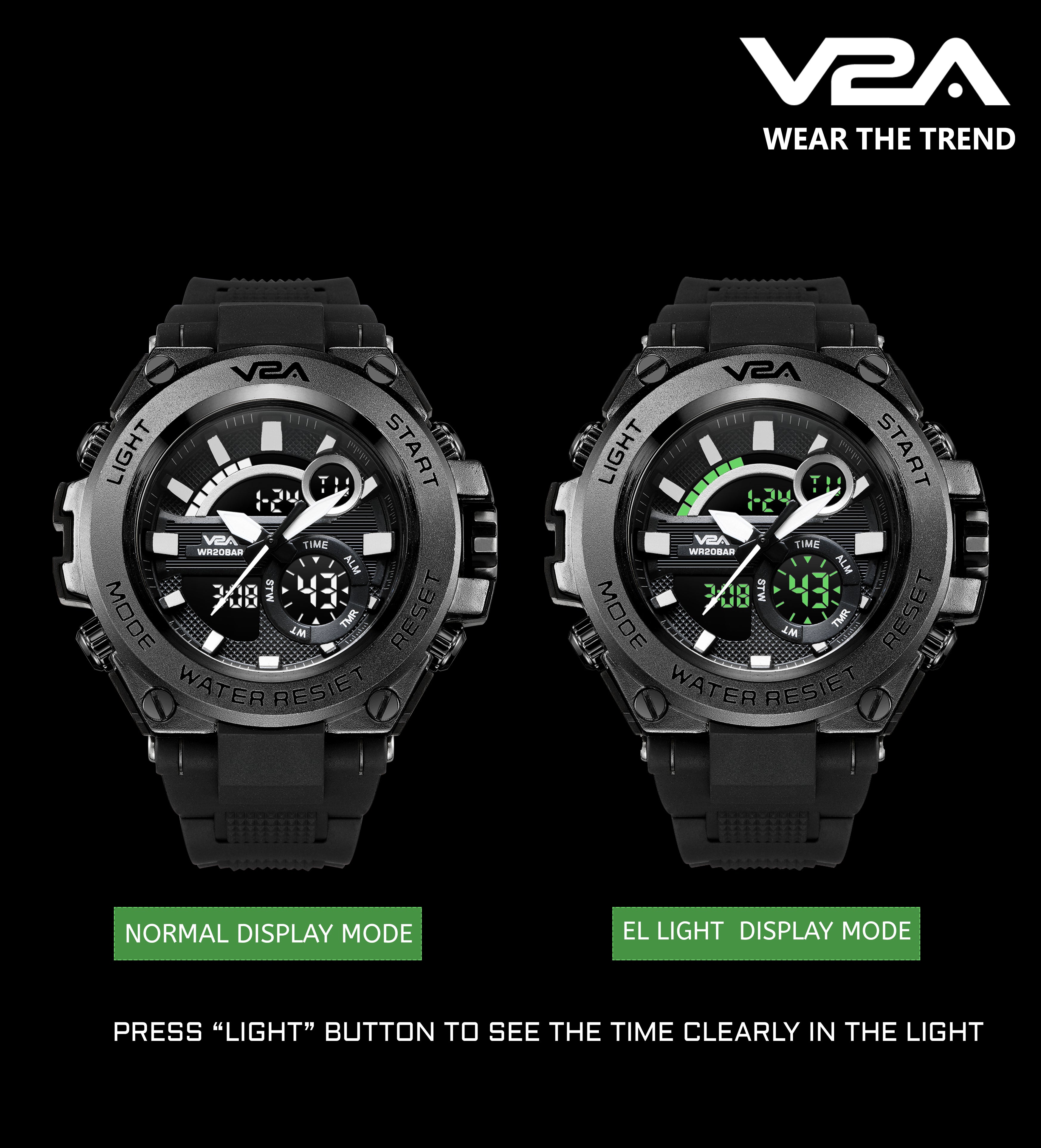 V2A Chronograph Analogue And Digital Sports Watch For Men and Boys ...